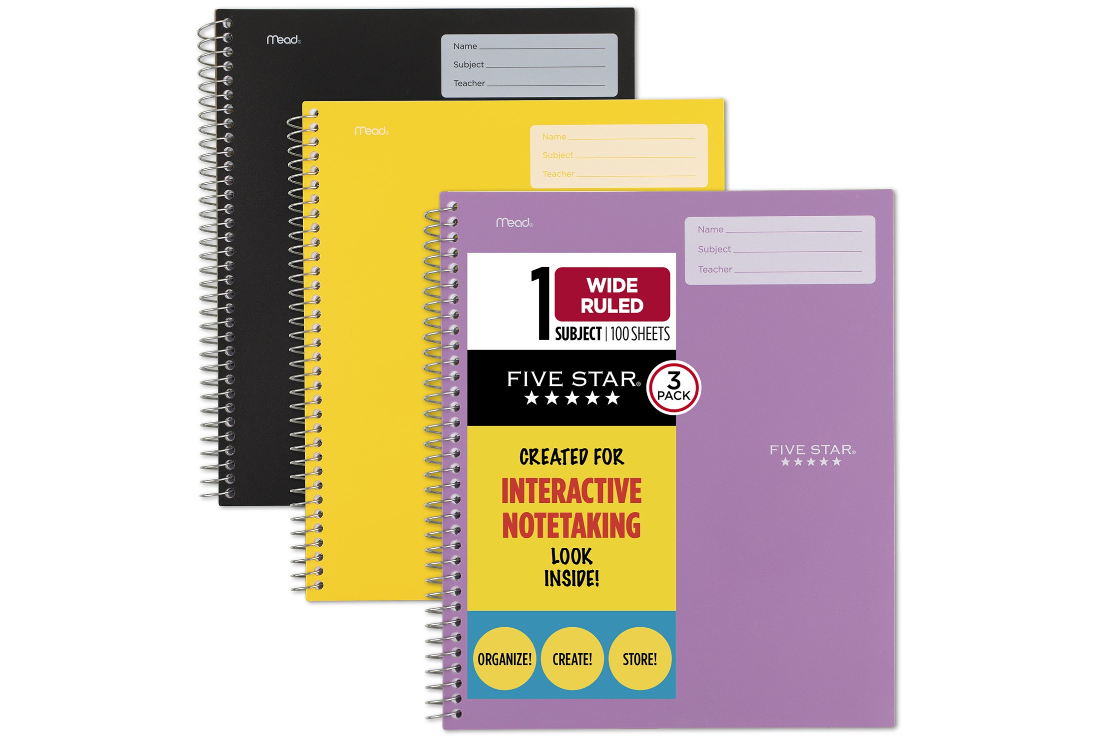 Five Star® Wide Ruled Filler Paper and Interactive Notebook Bundle, 3 ...